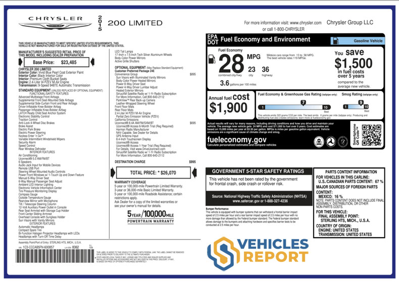 Chrysler Window Sticker Lookup | Specs, MSRP, and Features